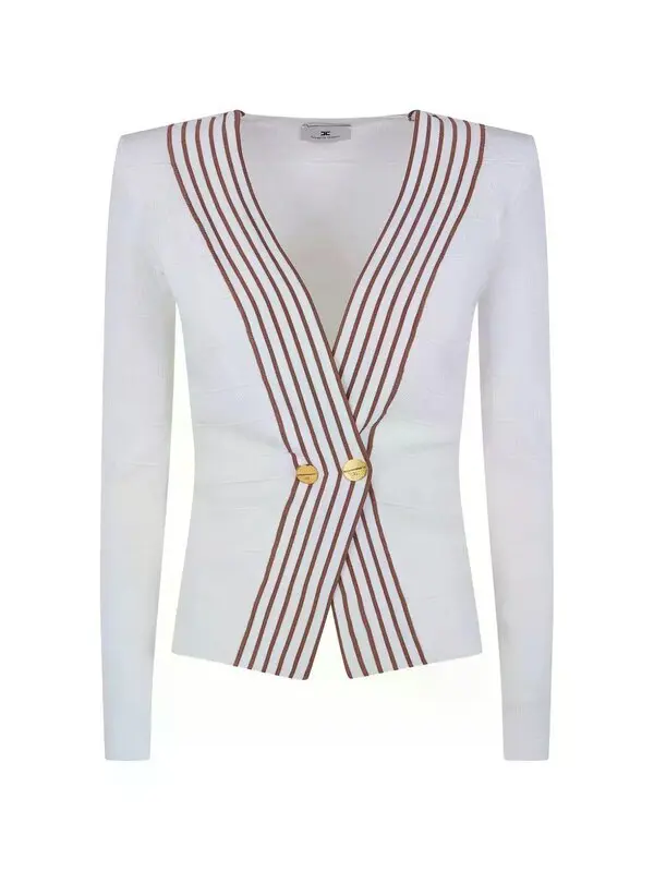 Elisabetta Franchi Striped Button Sweater