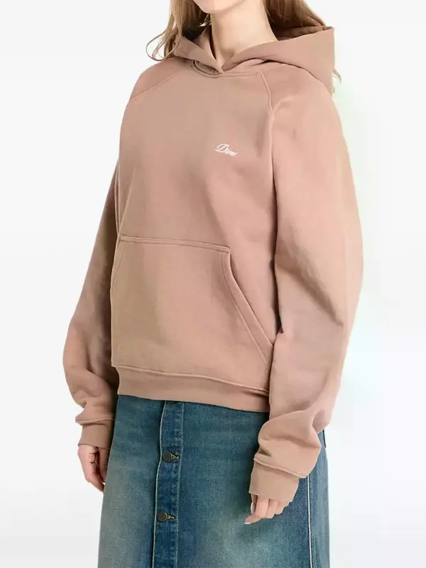 DIME Logo Detail Pouch-pocket Hoodie - Brown