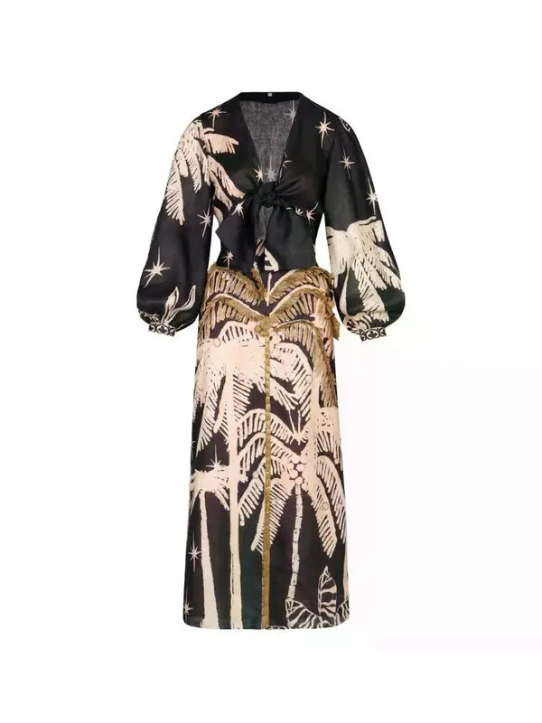 Johanna Ortiz Pradera Geométrica Midi Dress - Black