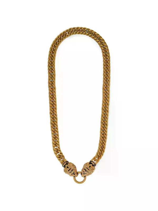Roberto Cavalli Tiger-head Chain Necklace - Gold