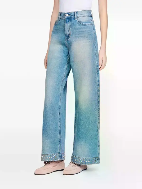 Sandro Rhinestone Embellishment Straight Jeans