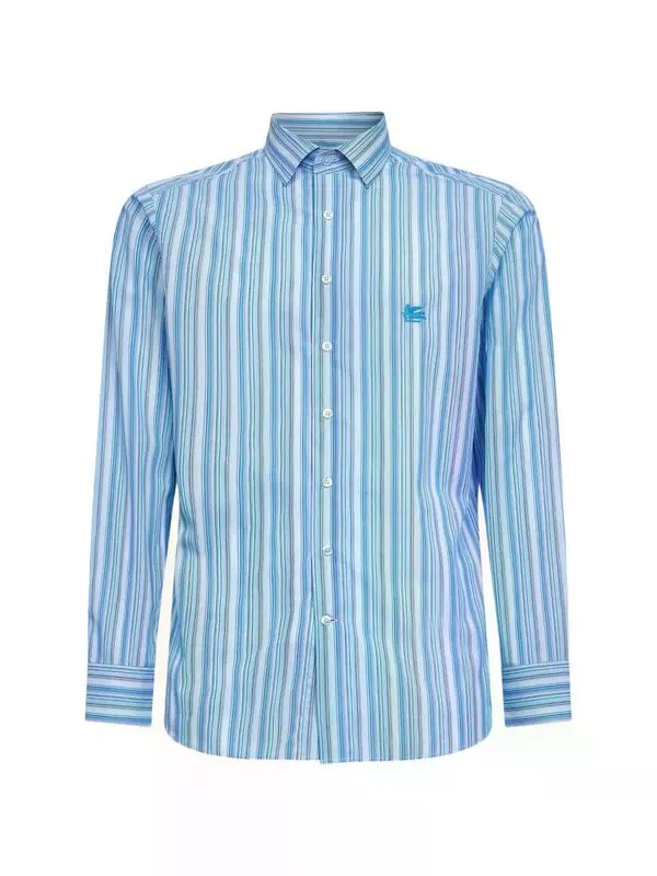 Etro Striped-pattern Logo-embroidered Shirt