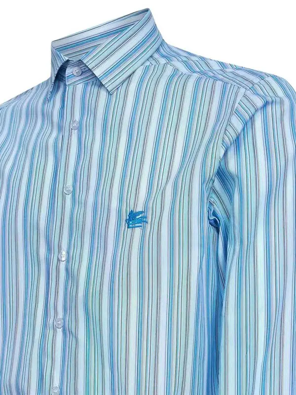 Etro Striped-pattern Logo-embroidered Shirt