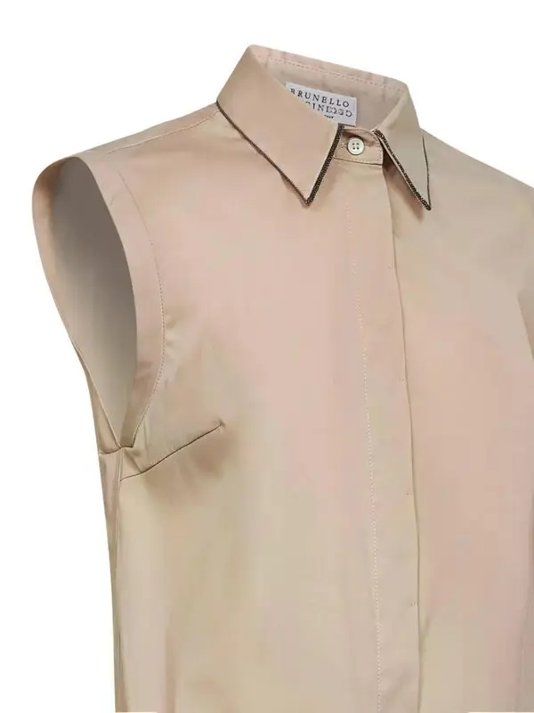 Brunello Cucinelli Collar-embellished Sleeveless Shirt - Neutrals