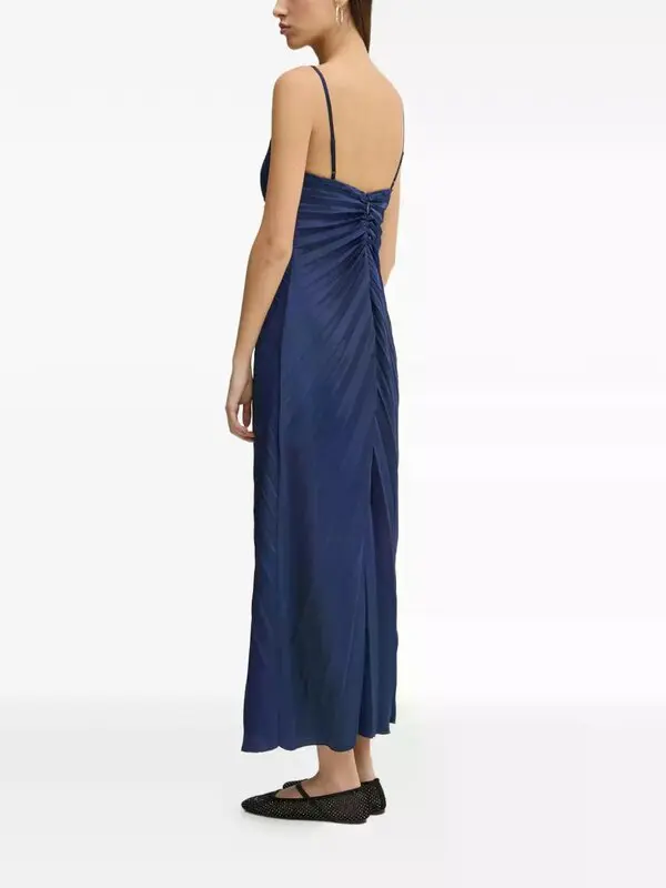 Abercrombie Pleated V-Neck Midi Dress - Blue | Editorialist