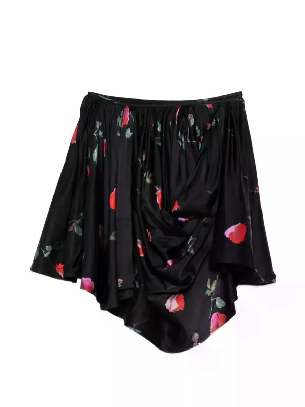 GANNI Printed Draped Mini Skirt