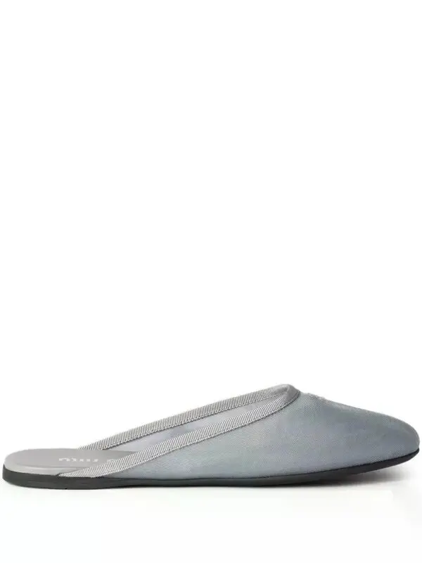 Miu Miu Logo Detail Mesh Slip-on Slippers - Grey