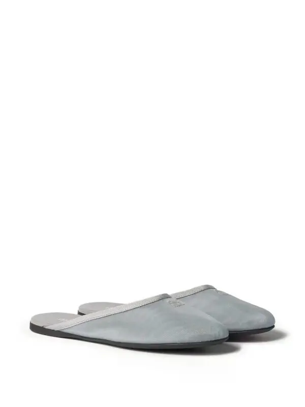 Miu Miu Logo Detail Mesh Slip-on Slippers - Grey