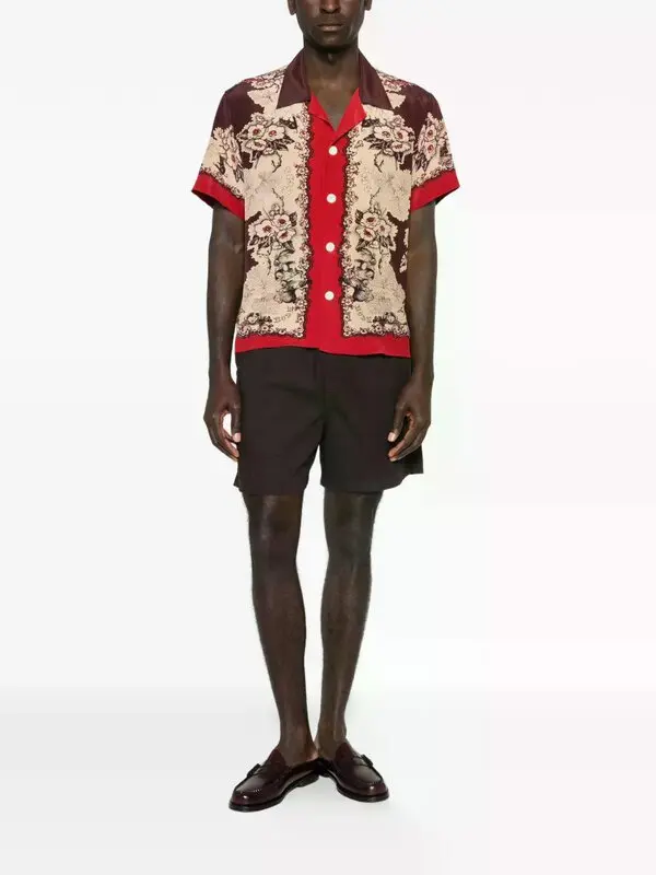 BODE Storybook Floral-print Short-sleeve Shirt - Red