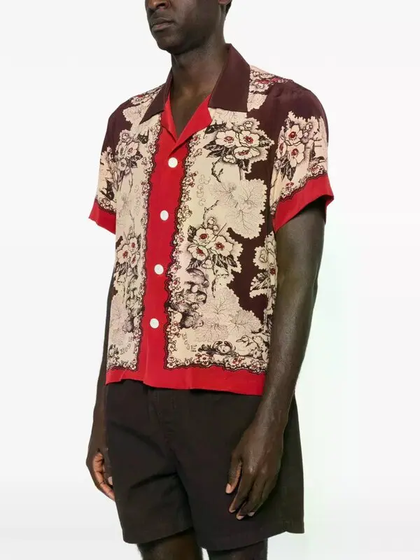 BODE Storybook Floral-print Short-sleeve Shirt - Red