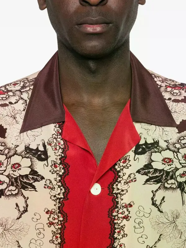 BODE Storybook Floral-print Short-sleeve Shirt - Red