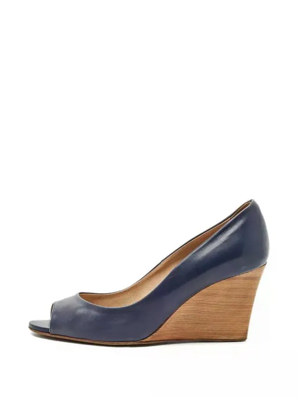 TOD'S Leather Wedge Sandals - Blue