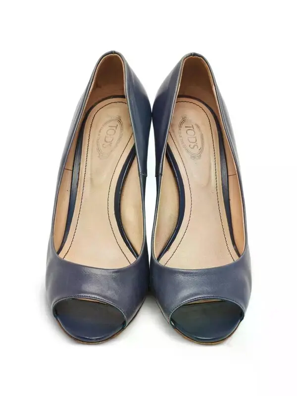 TOD'S Leather Wedge Sandals - Blue