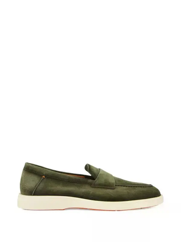 Santoni Penny-detail Suede Loafers - Green