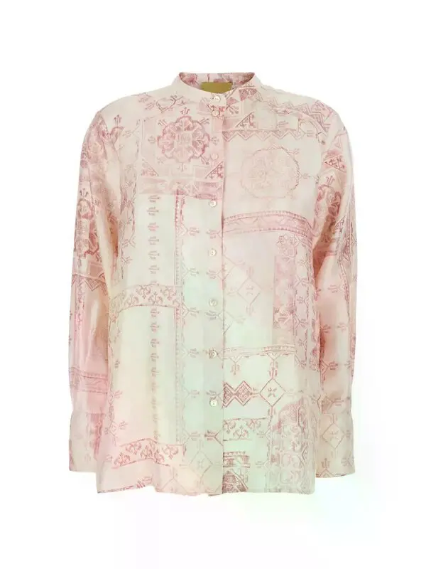 Momoni Patterned Band Collar Shirt