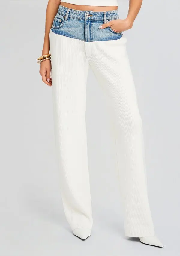 SEROYA Chani Knit Denim Pant - White/coastline