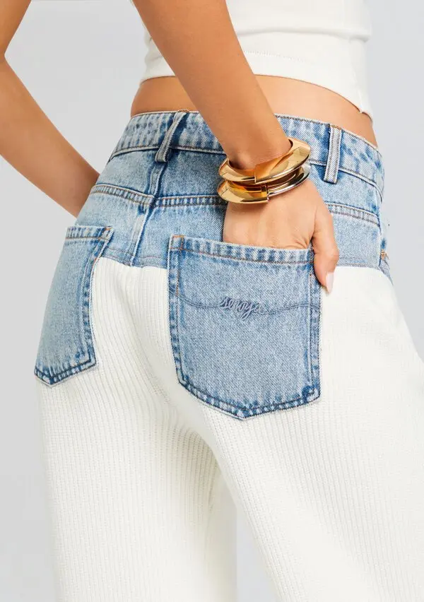 SEROYA Chani Knit Denim Pant - White/coastline