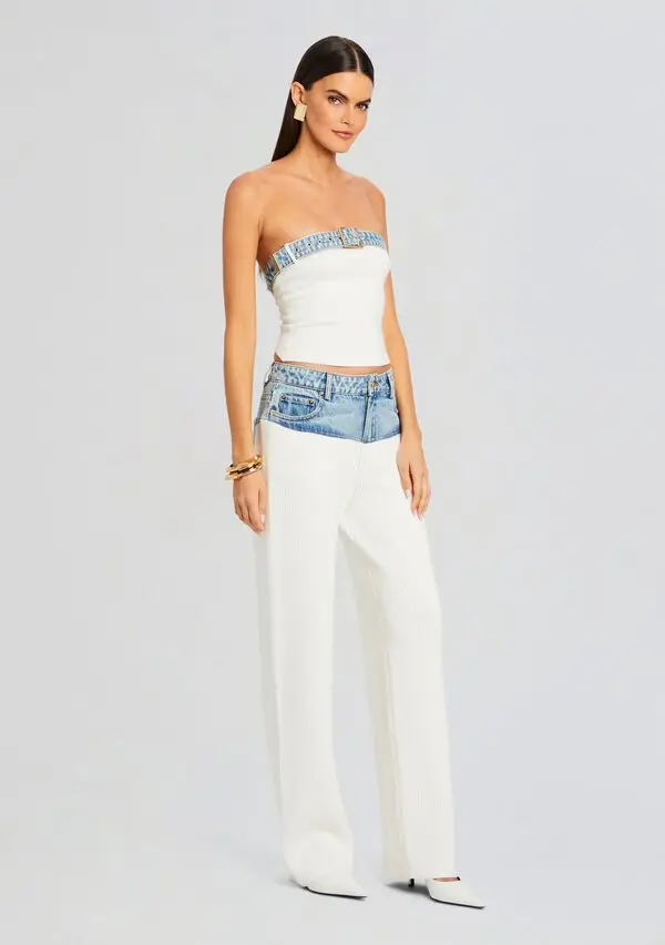 SEROYA Chani Knit Denim Pant - White/coastline