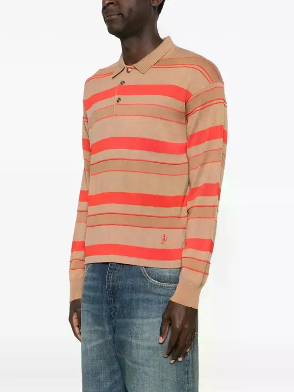 JW Anderson Striped Logo-embroidered Polo Shirt