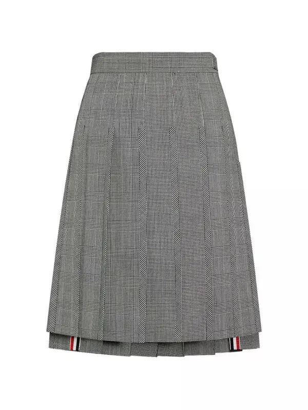 Thom Browne Houndstooth Pleated Midi Skirt