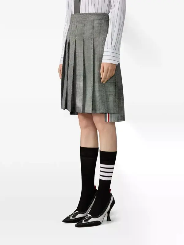 Thom Browne Houndstooth Pleated Midi Skirt