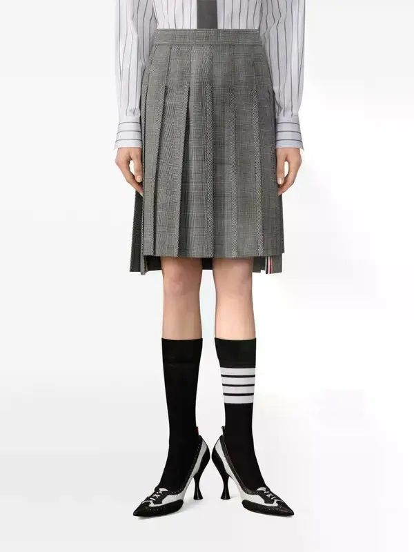 Thom Browne Houndstooth Pleated Midi Skirt