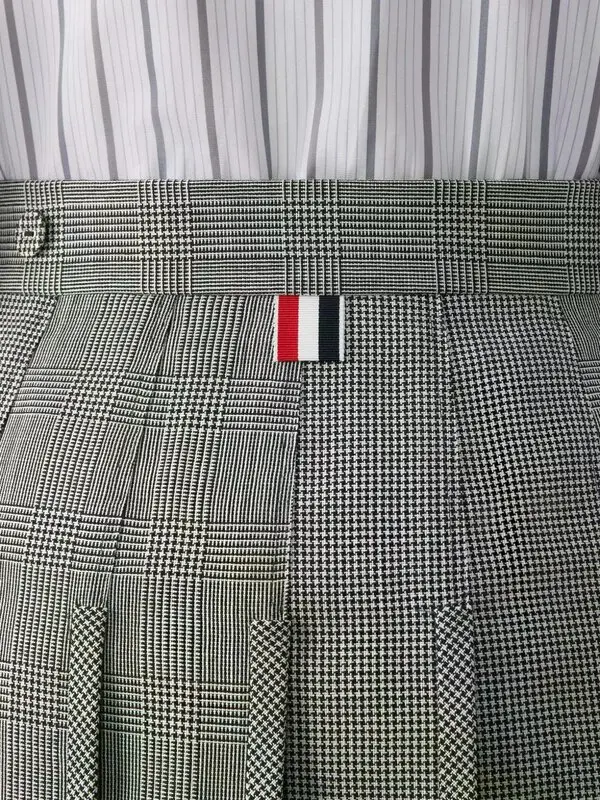 Thom Browne Houndstooth Pleated Midi Skirt
