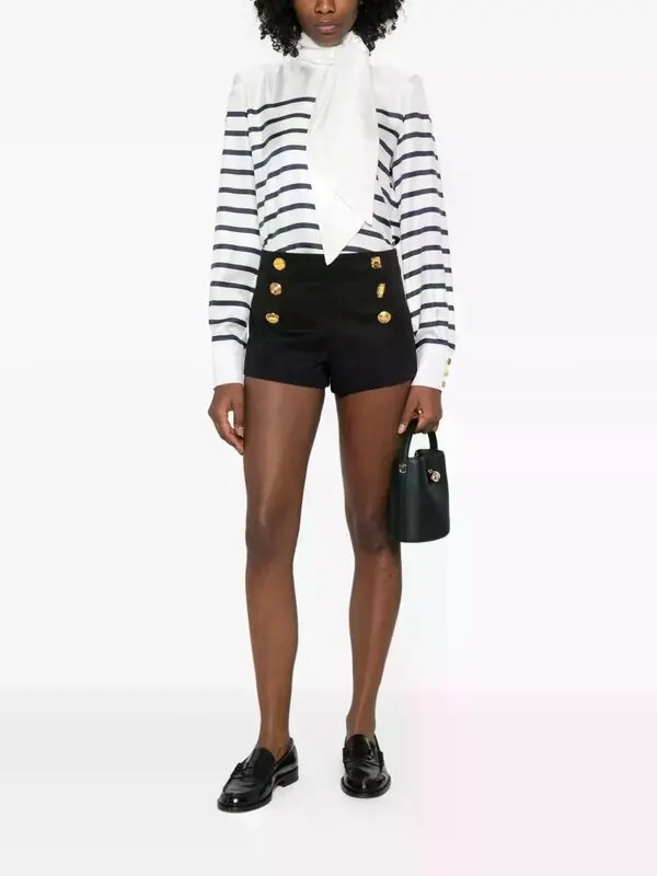 Françoise Button-embellished High-rise Shorts - Black