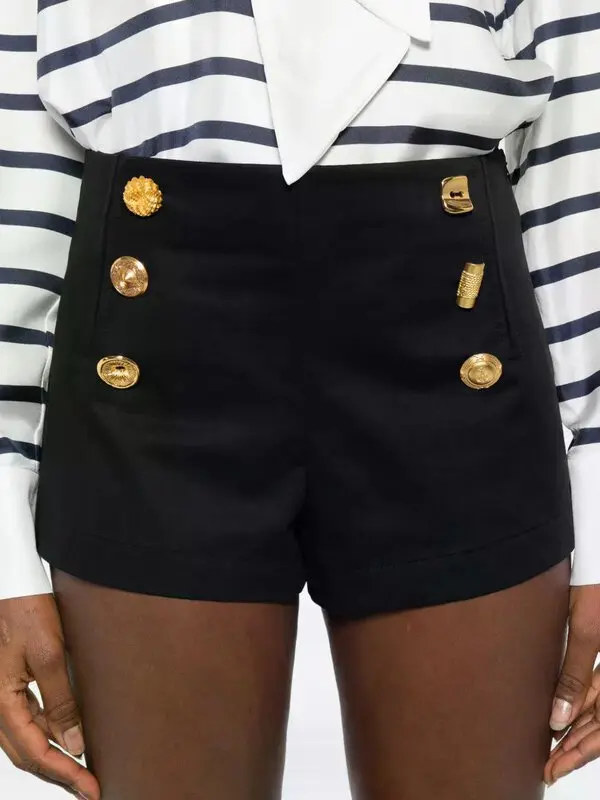 Françoise Button-embellished High-rise Shorts - Black