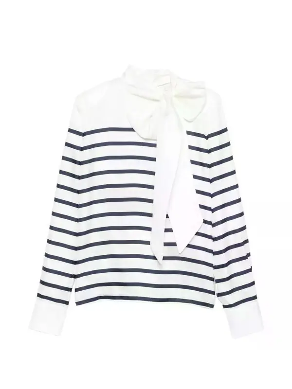 Françoise Stripe Bow Blouse - White