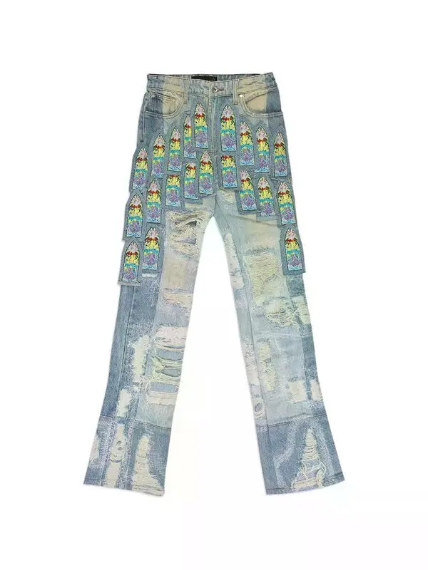 WHO DECIDES WAR Coliseum Fusion Distressed Cropped Jeans