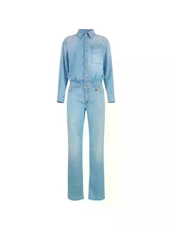 Elisabetta Franchi Oversized Denim Jumpsuit - Blue