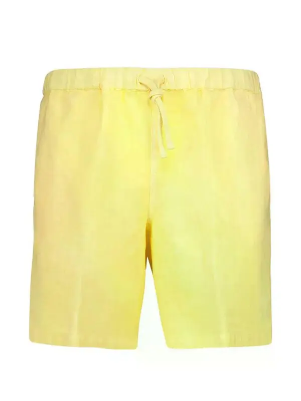 120% Lino Drawstring-waist Bermuda Shorts - Yellow