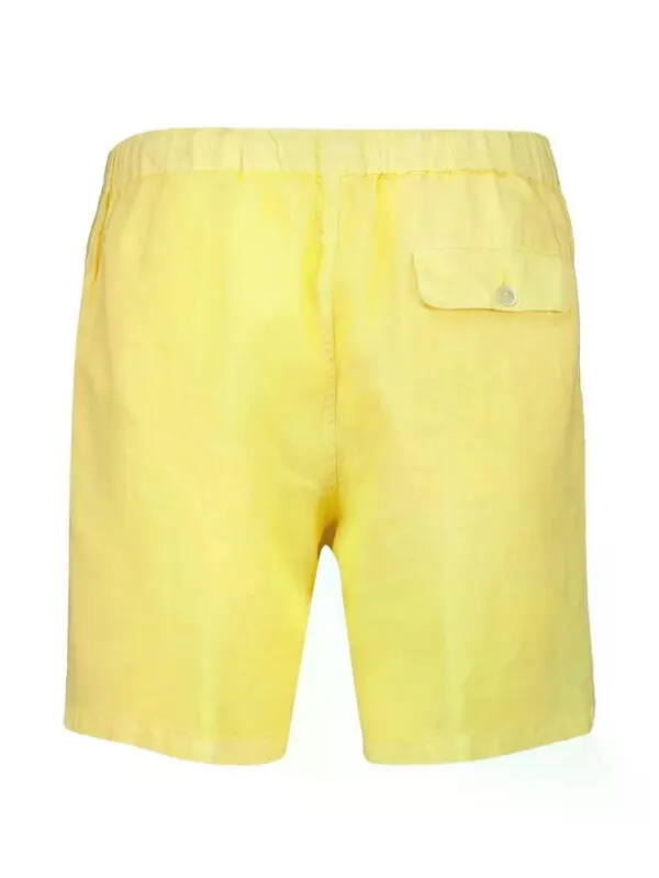 120% Lino Drawstring-waist Bermuda Shorts - Yellow