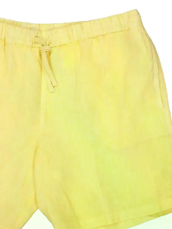 120% Lino Drawstring-waist Bermuda Shorts - Yellow