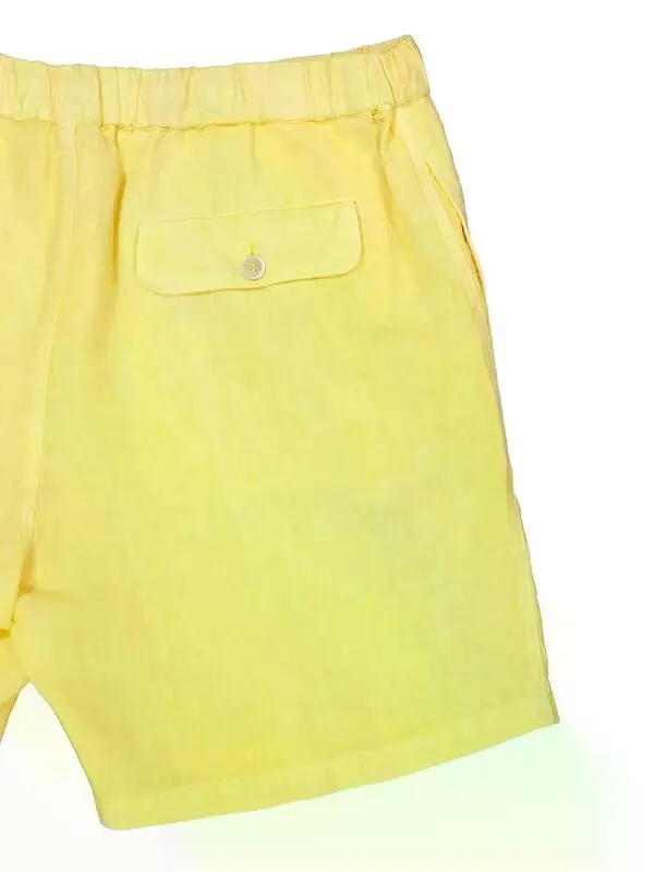 120% Lino Drawstring-waist Bermuda Shorts - Yellow