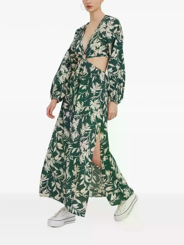 Abercrombie Floral-print Cut-out Maxi Dress - Green | Editorialist