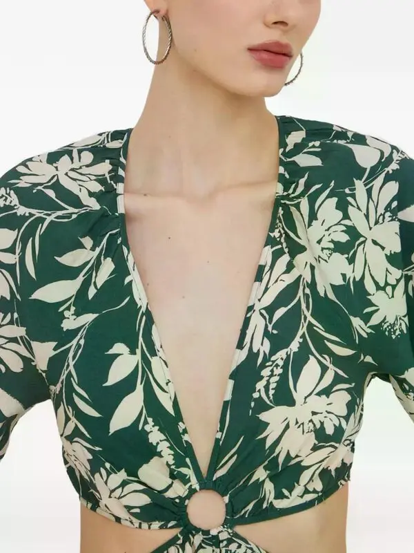 Abercrombie Floral-print Cut-out Maxi Dress - Green | Editorialist