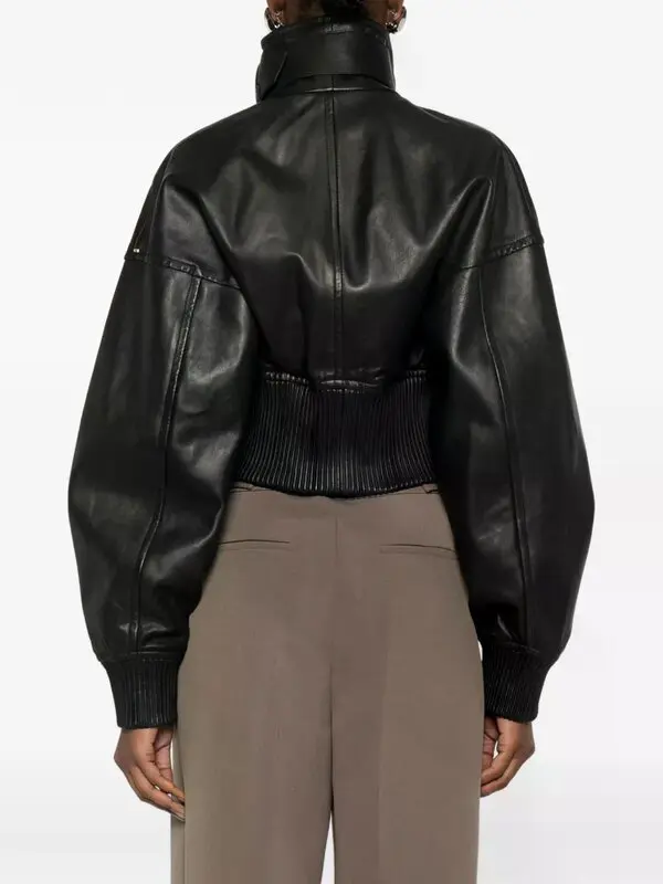 Sportmax Cropped Leather Jacket - Black | Editorialist