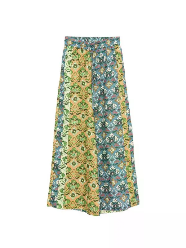 ALEMAIS Ali Spliced Floral-print Trousers - Blue