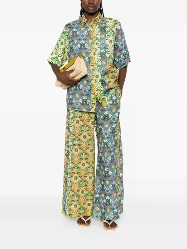 ALEMAIS Ali Spliced Floral-print Trousers - Blue