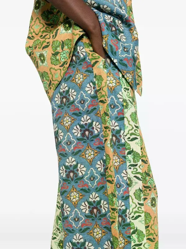 ALEMAIS Ali Spliced Floral-print Trousers - Blue