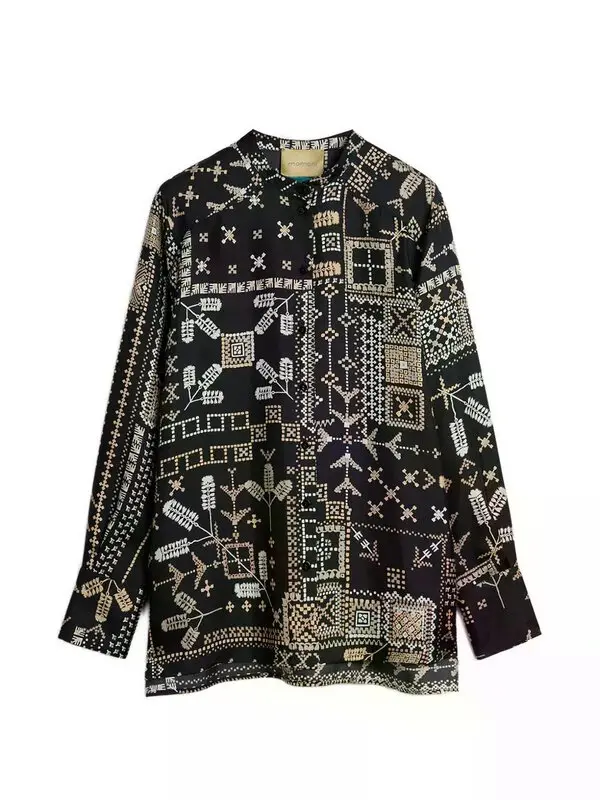 Momoni Patterned Shirt - Black