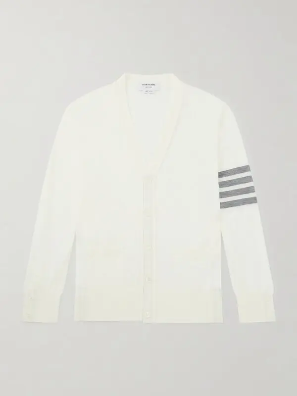 Thom Browne Striped Wool Cardigan - White