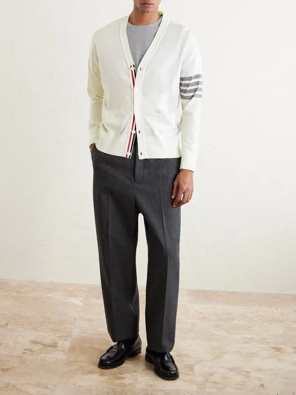 Thom Browne Striped Wool Cardigan - White