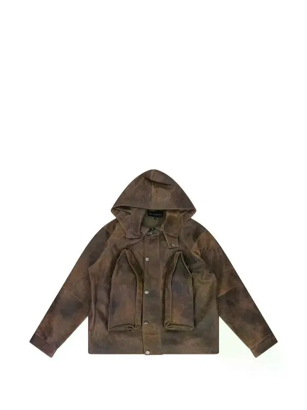 WHO DECIDES WAR Hooded Pocket Leather Jacket