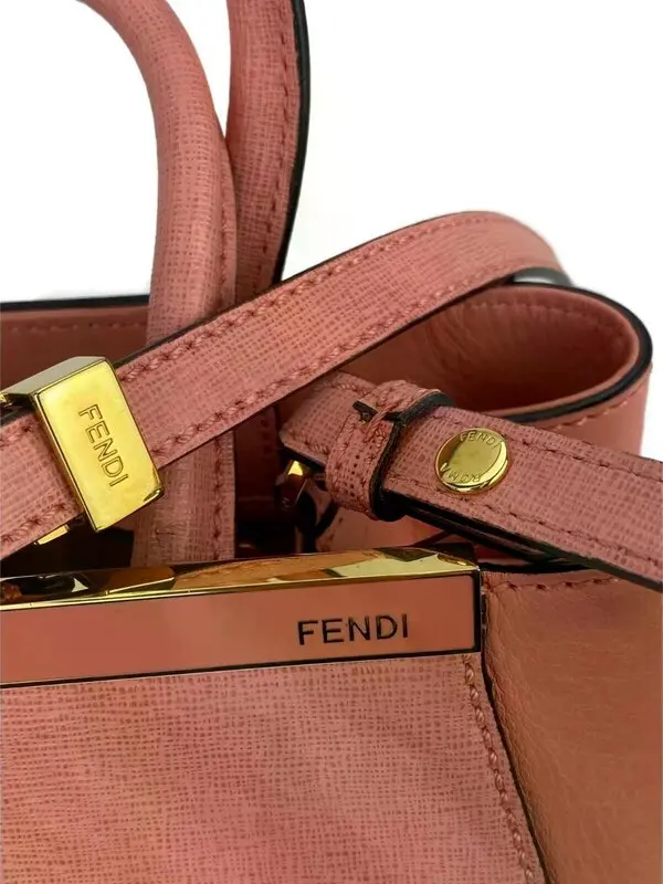 Fendi Petite Vitello Elite Flamingo Leather Tote Bag - Pink