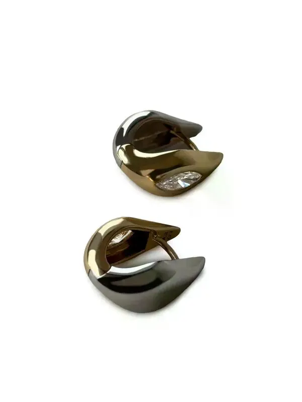 LOEV 14kt Recycled Diamond Huggie Hoop Earrings