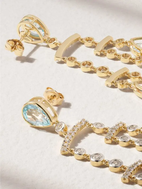 Mateo Mobile 14-karat Yellow And White Topaz And Diamond Earrings