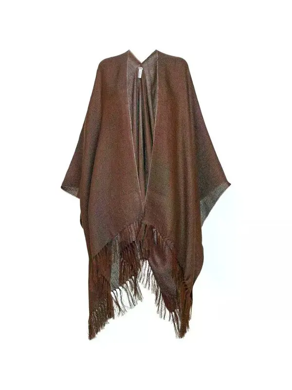 Brunello Cucinelli Poncho With Fringed Hem - Brown